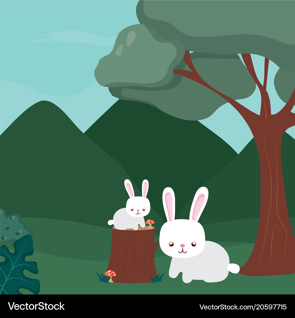 Rabbits cute animals cartoons Royalty Free Vector Image