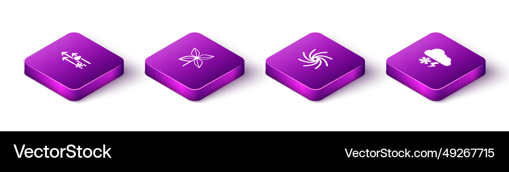 Set isometric wind and rain with snow pinwheel Vector Image