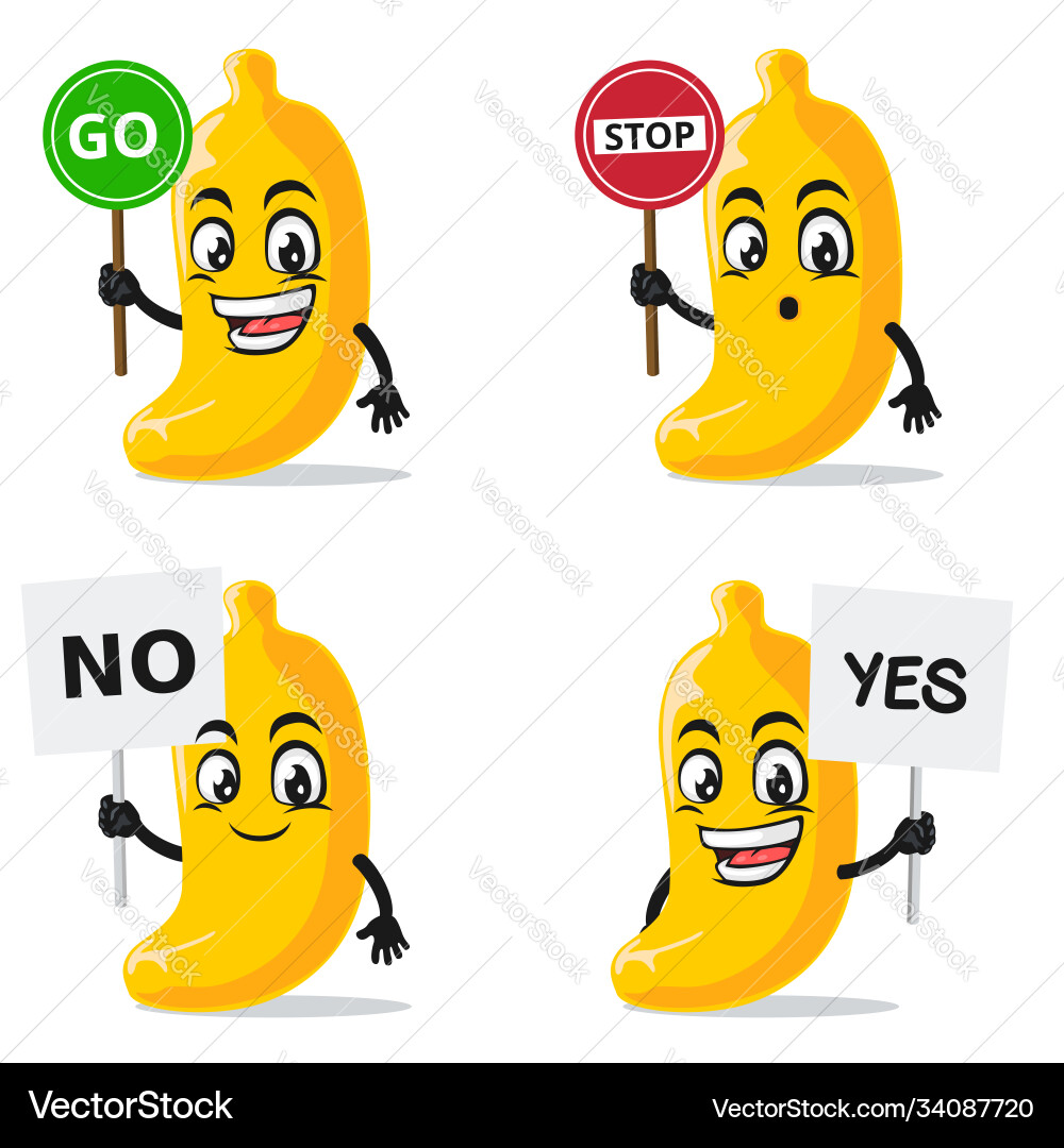 Banana mascot or character Royalty Free Vector Image