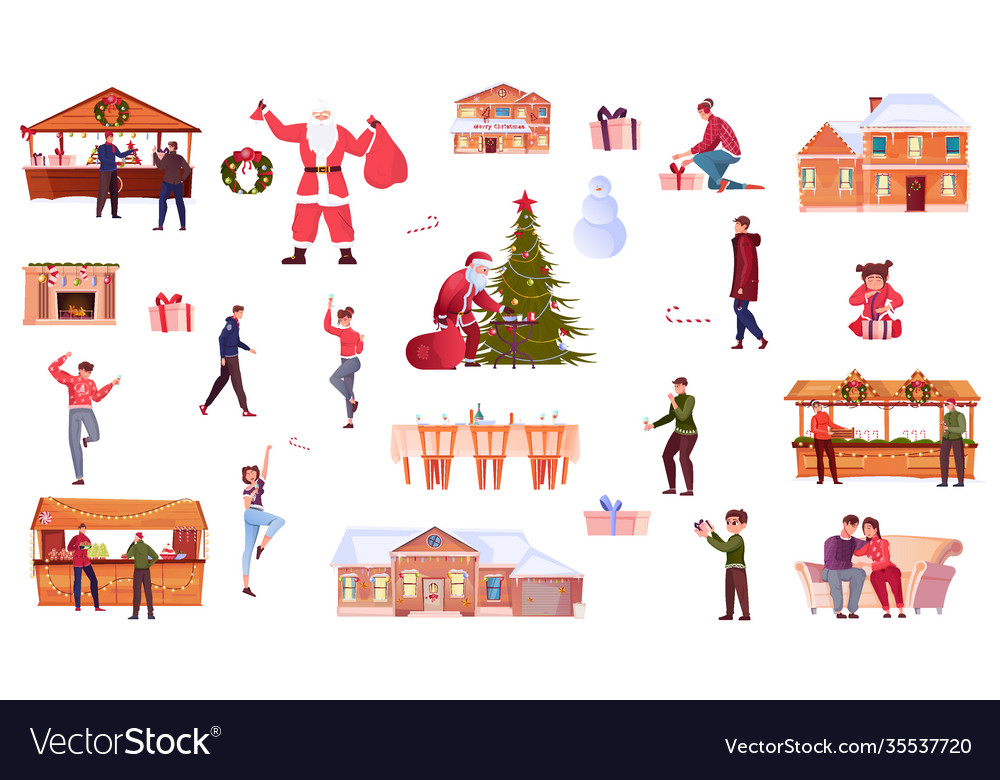 Christmas flat icons set Royalty Free Vector Image
