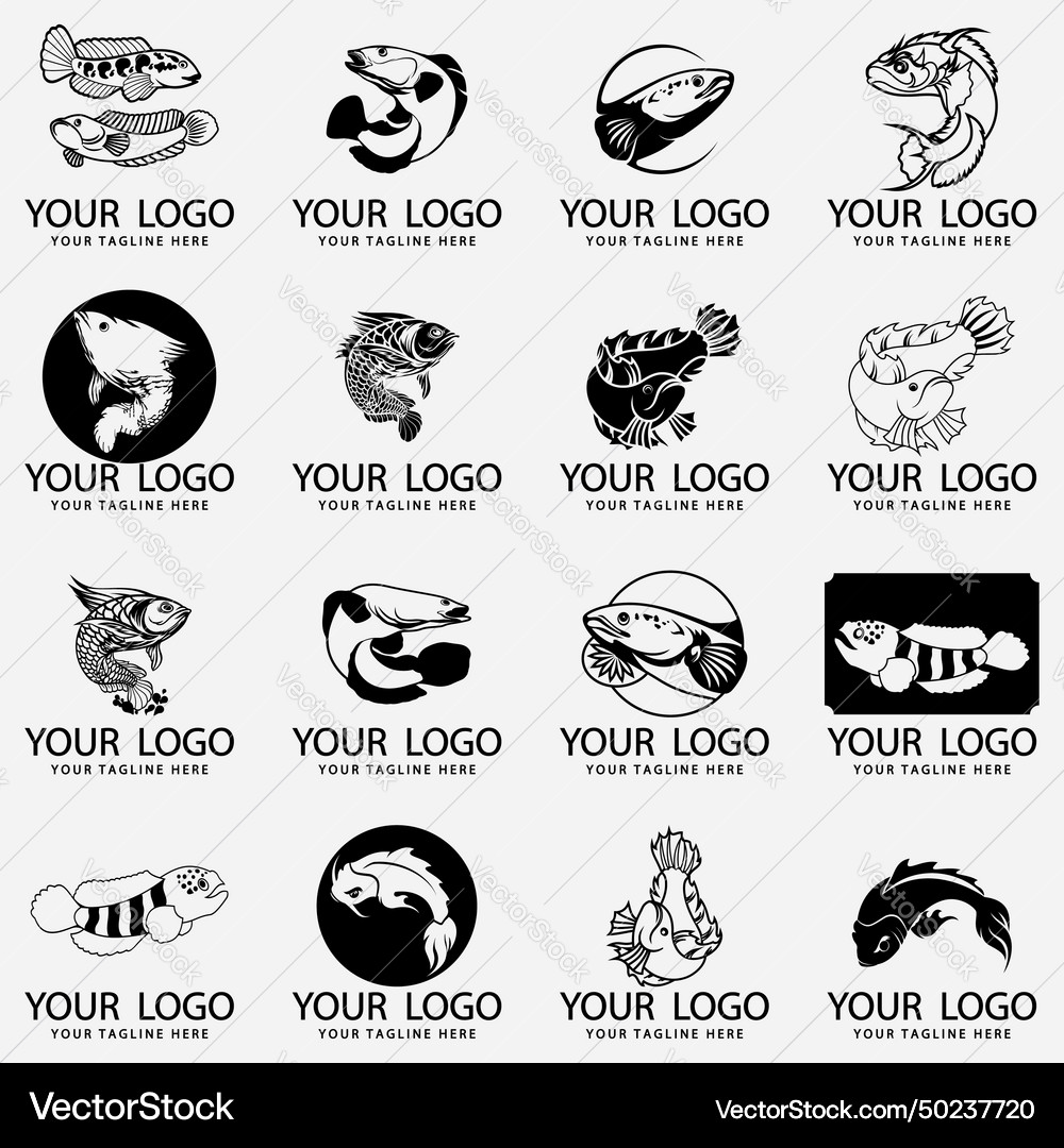 Collection of fish logos Royalty Free Vector Image