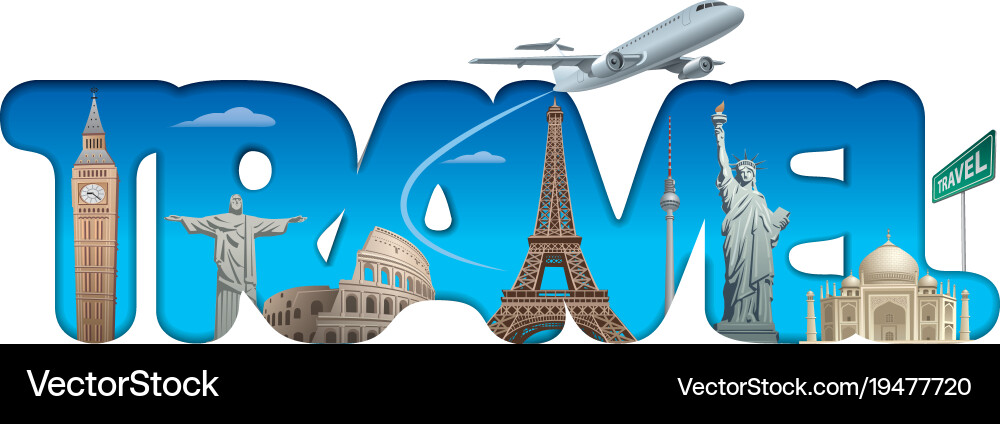 Cruise and travel text sign Royalty Free Vector Image