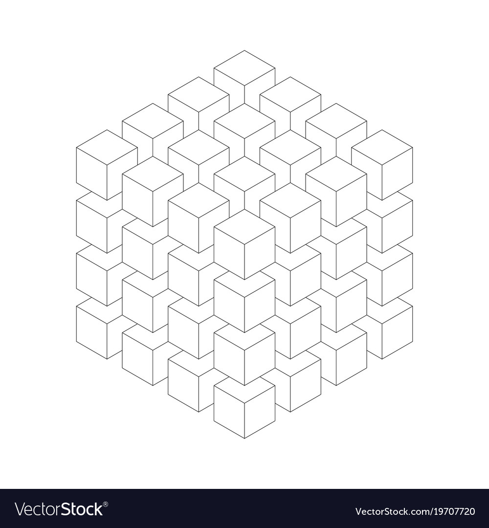 Geometric cube of smaller isometric cubes Vector Image Geometric cube of smaller isometric cubes Vector Image