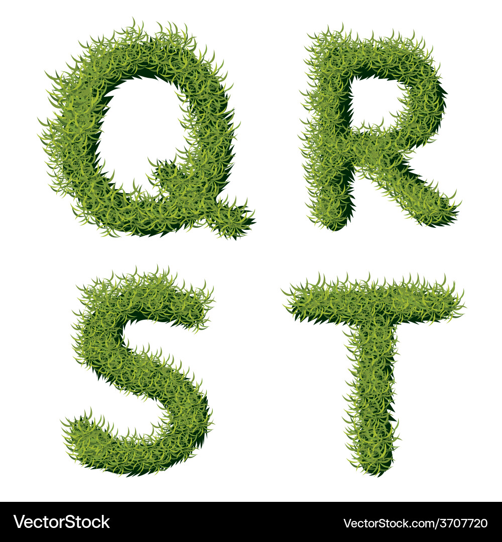 Green grass alphabet q r s t Royalty Free Vector Image