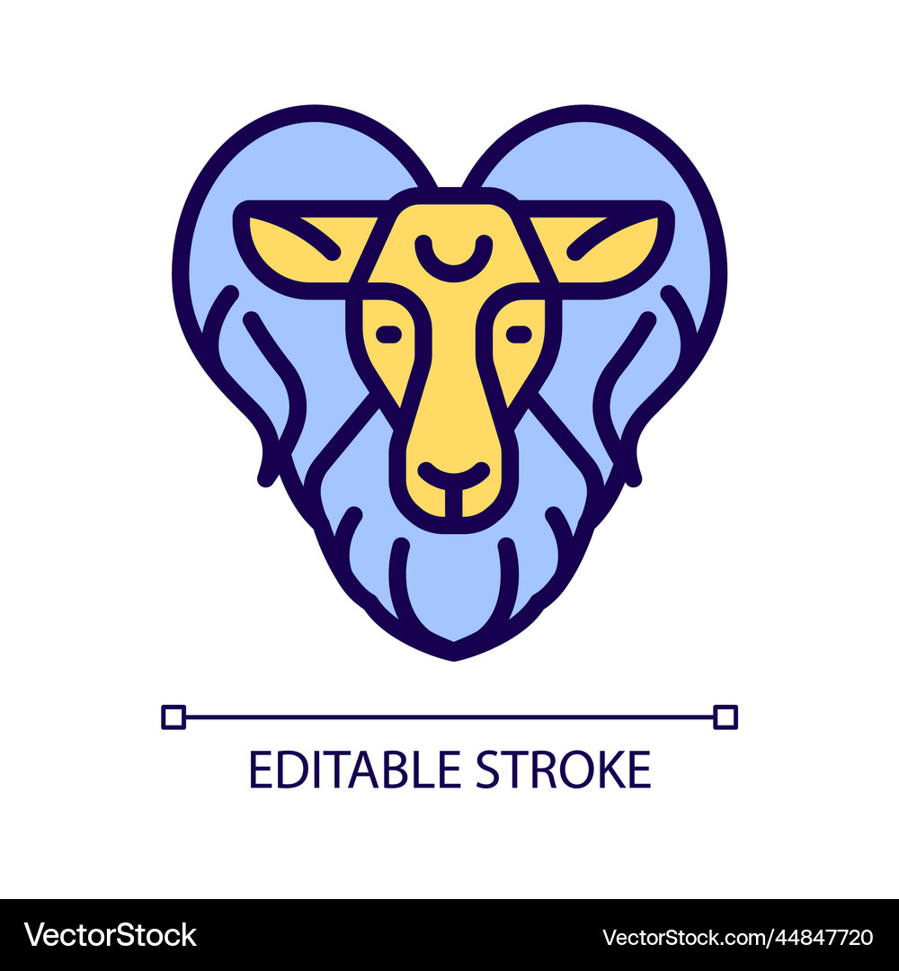 Ram head pixel perfect rgb color icon Royalty Free Vector