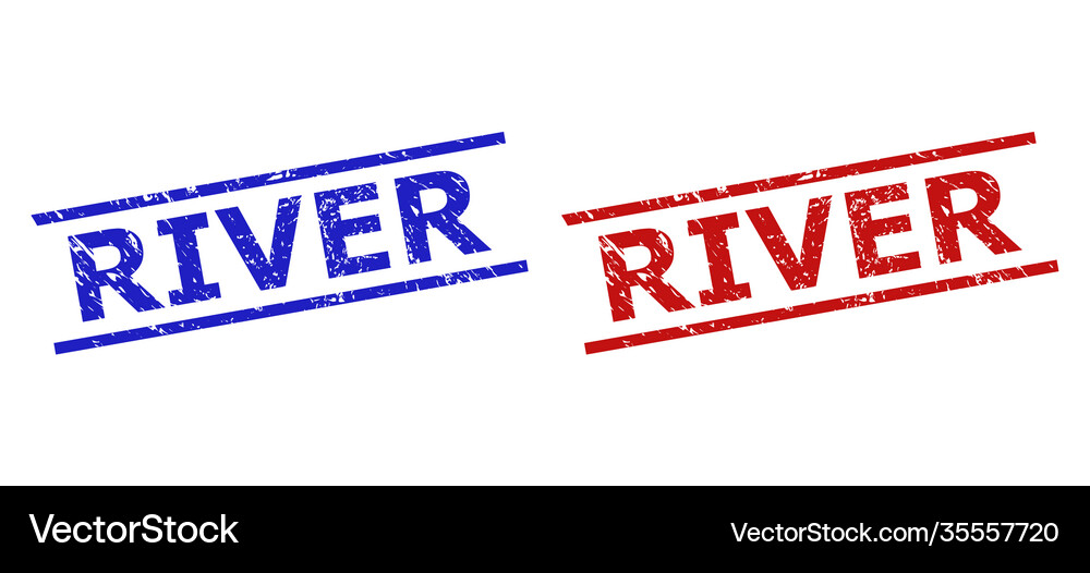 River stamps with corroded surface and parallel Vector Image