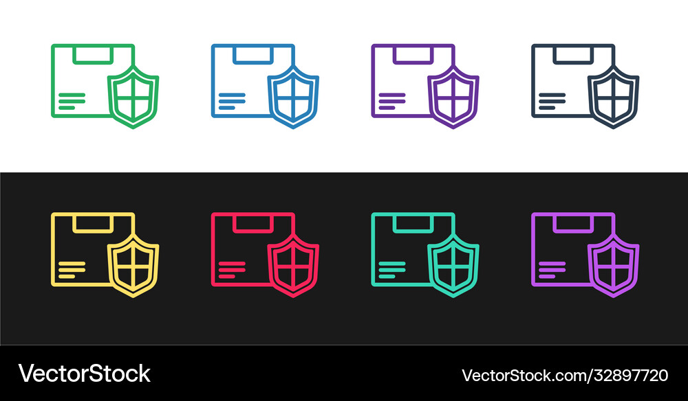 Set line delivery security with shield icon Vector Image