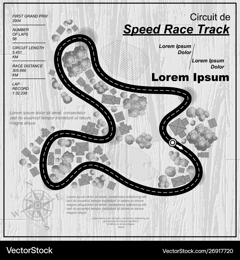 Wooden race track circle map Royalty Free Vector Image
