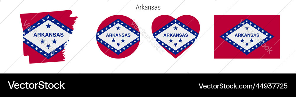 Arkansas flag in different shapes icon set flat Vector Image