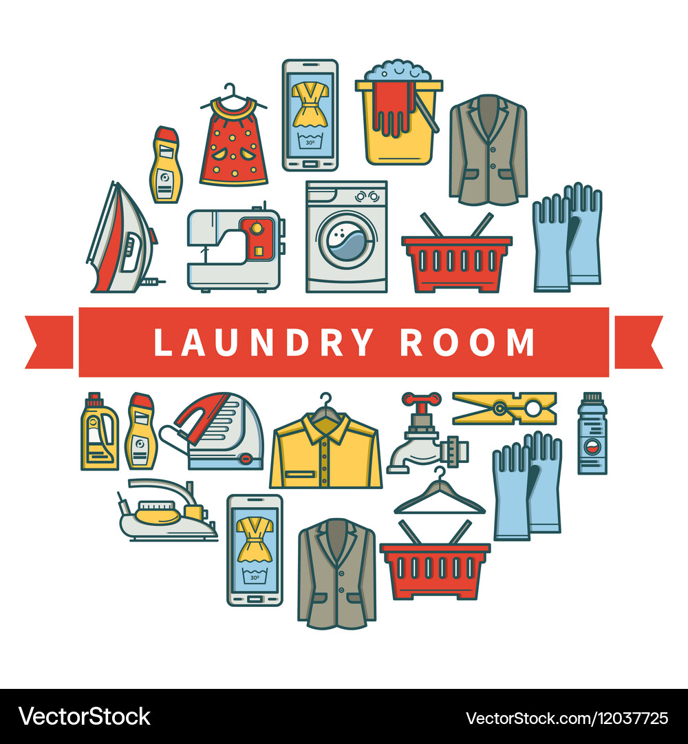Banner linear icons dry cleaning Royalty Free Vector Image