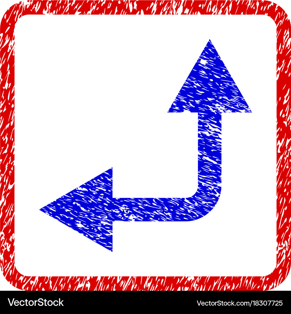 Bifurcation arrow left up grunge framed icon Vector Image
