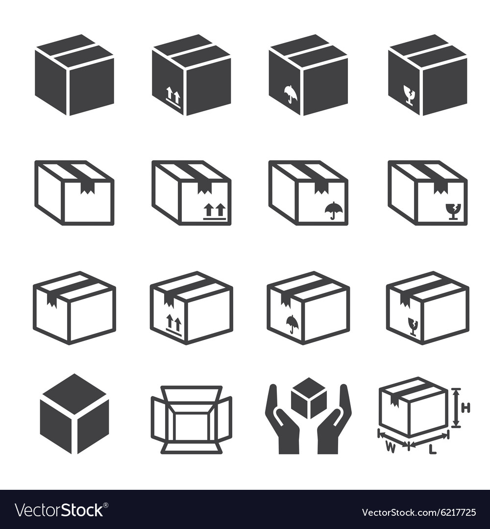 Box icon set Royalty Free Vector Image - VectorStock