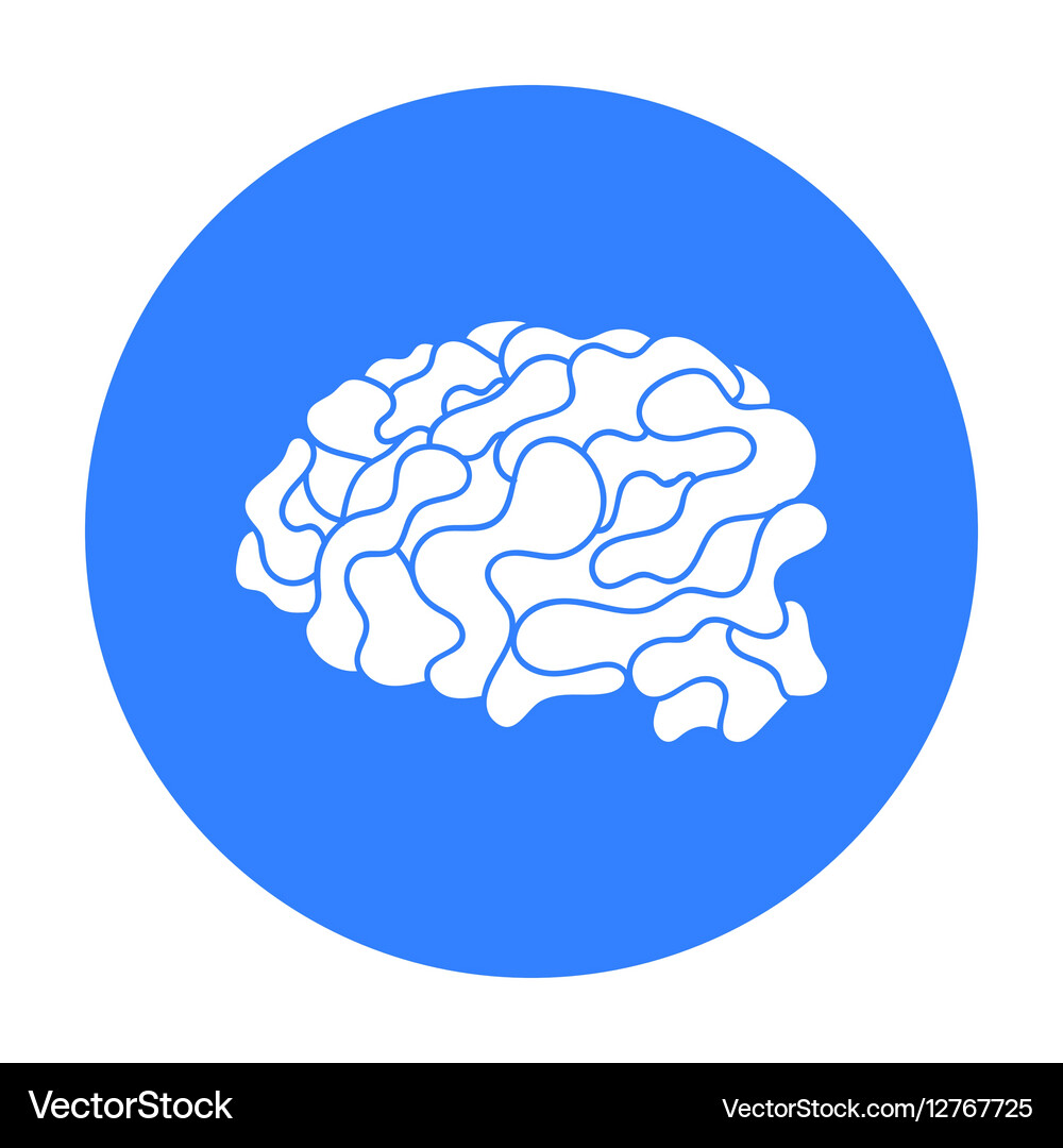 Brain in the virtual reality icon in black style Vector Image