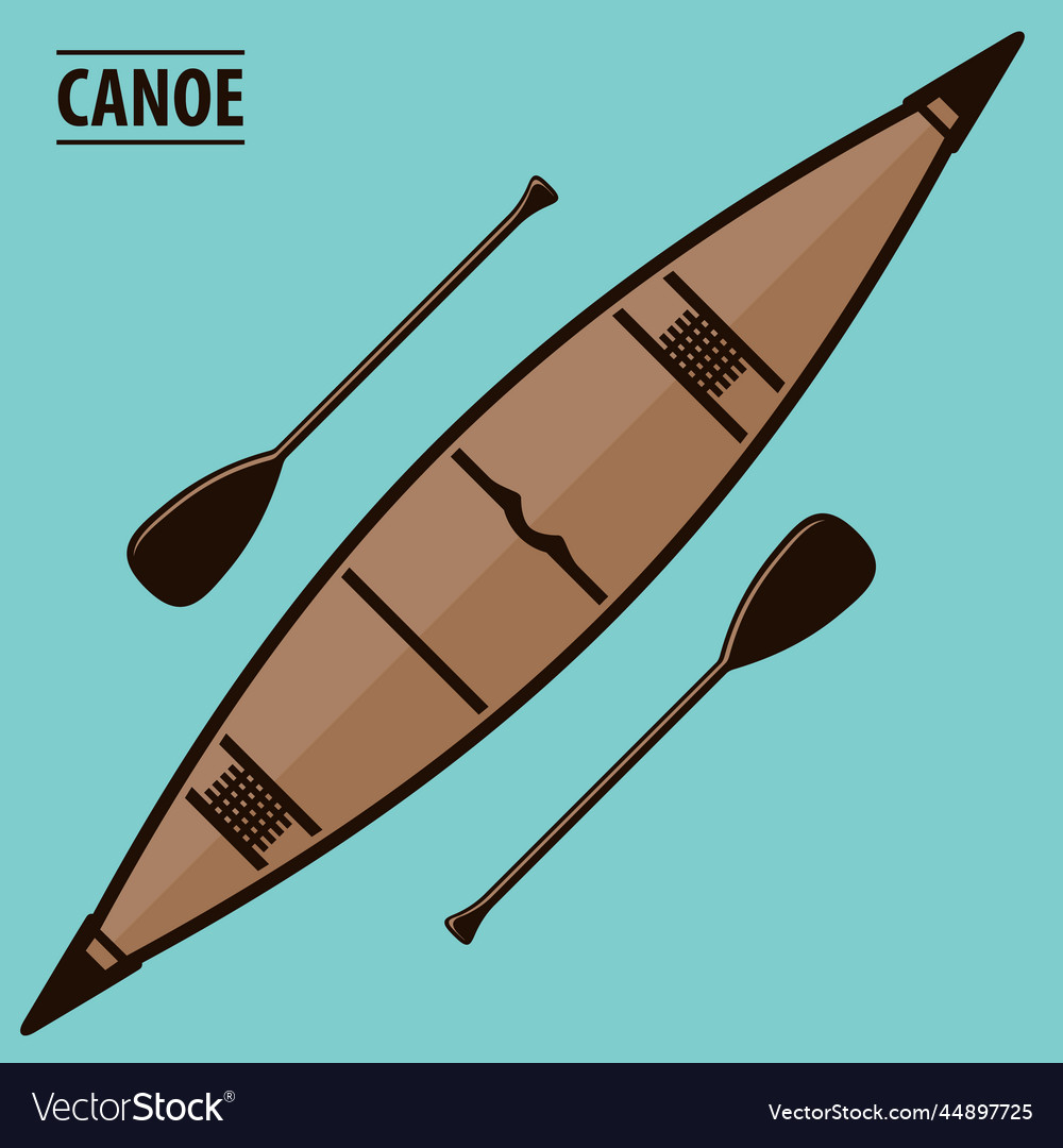 Canoe and paddles isolated flat Royalty Free Vector Image