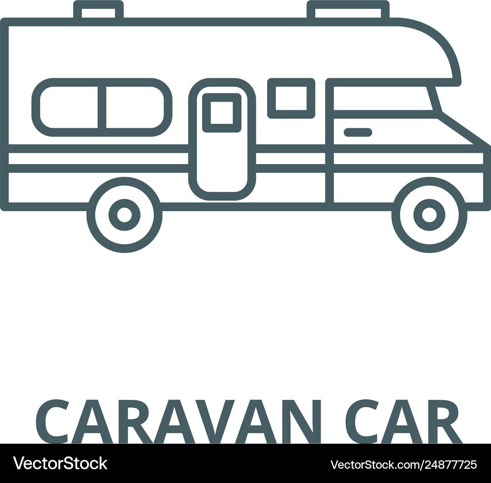 Caravan car line icon outline Royalty Free Vector Image