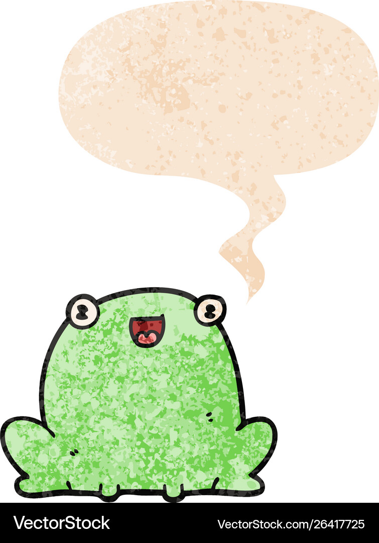 Cartoon frog and speech bubble in retro textured Vector Image