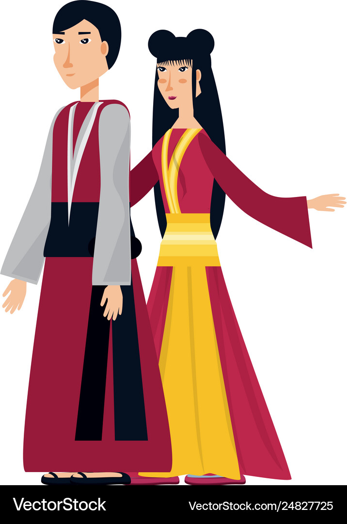 Chinese couple avatar character Royalty Free Vector Image