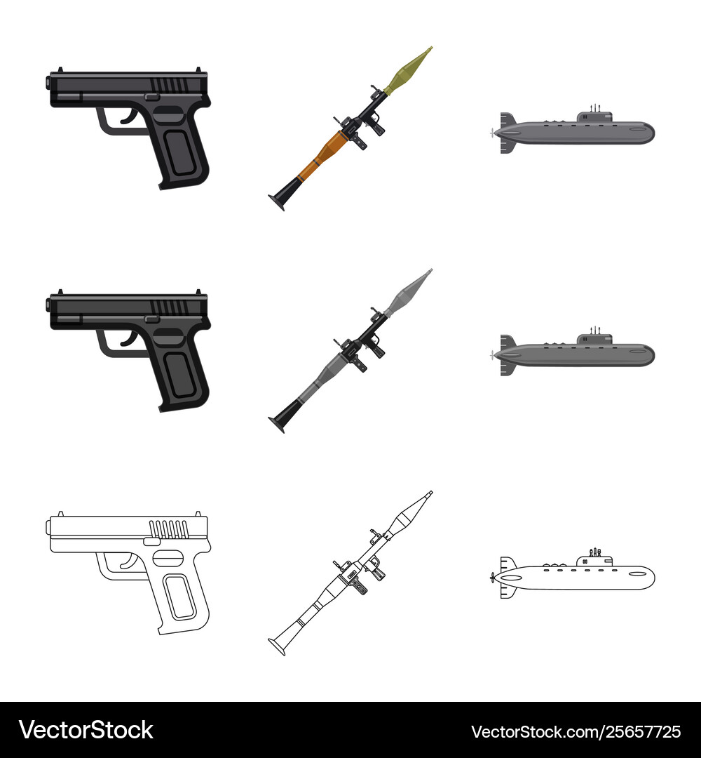 Design weapon and gun icon set Royalty Free Vector Image