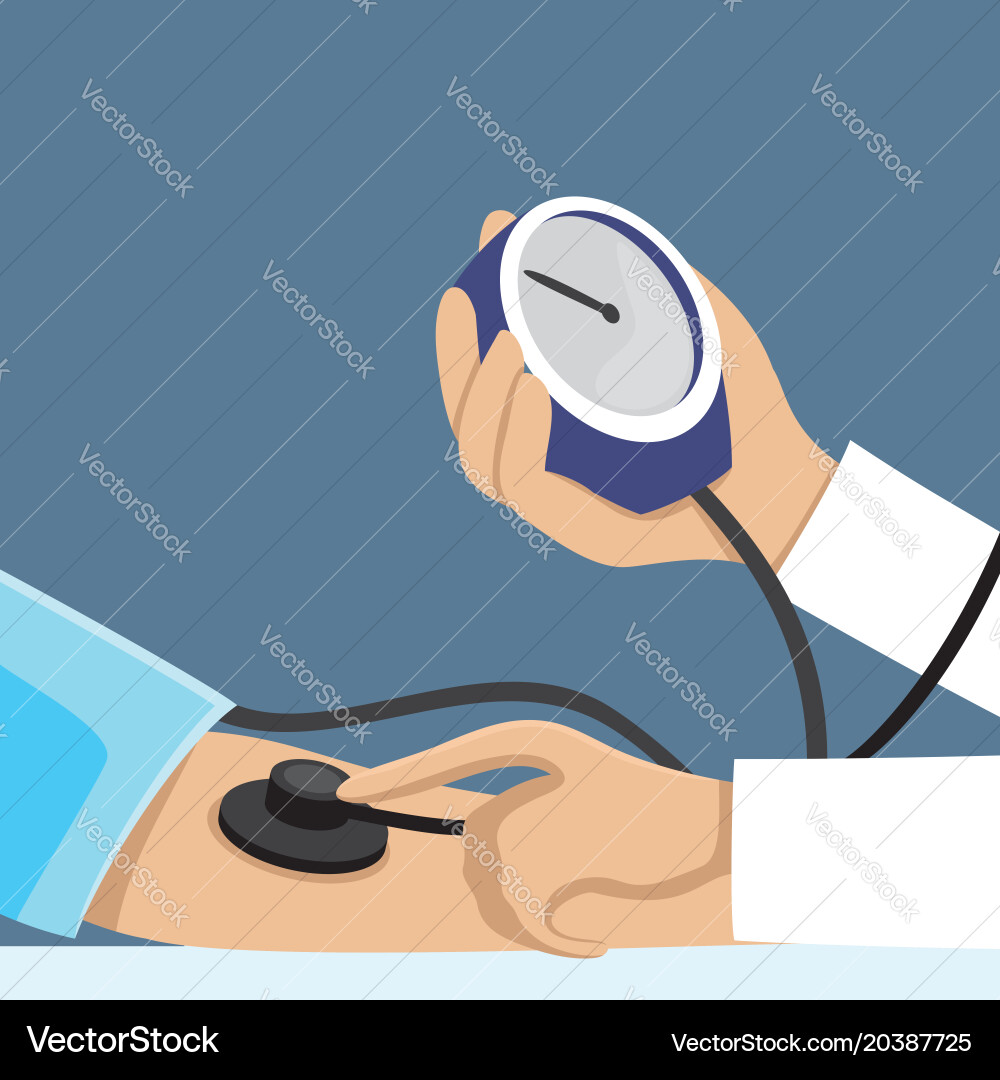 Doctor measures pressure patient Royalty Free Vector Image
