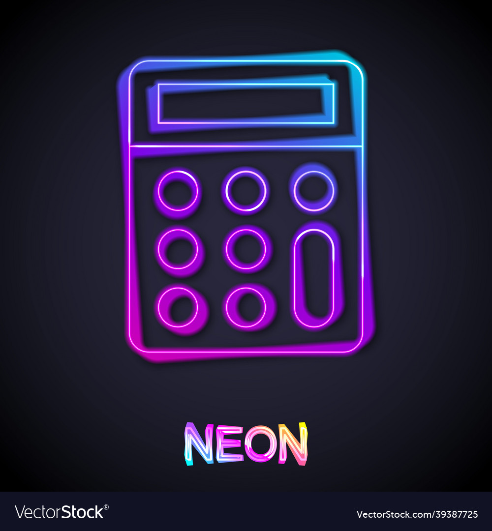Glowing neon line calculator icon isolated Vector Image