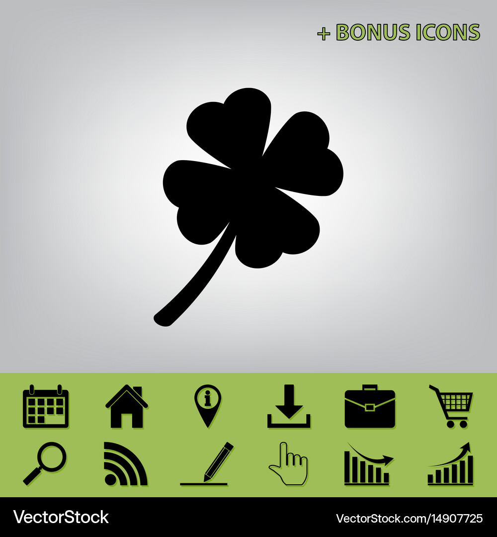 Leaf clover sign black icon at gray Royalty Free Vector