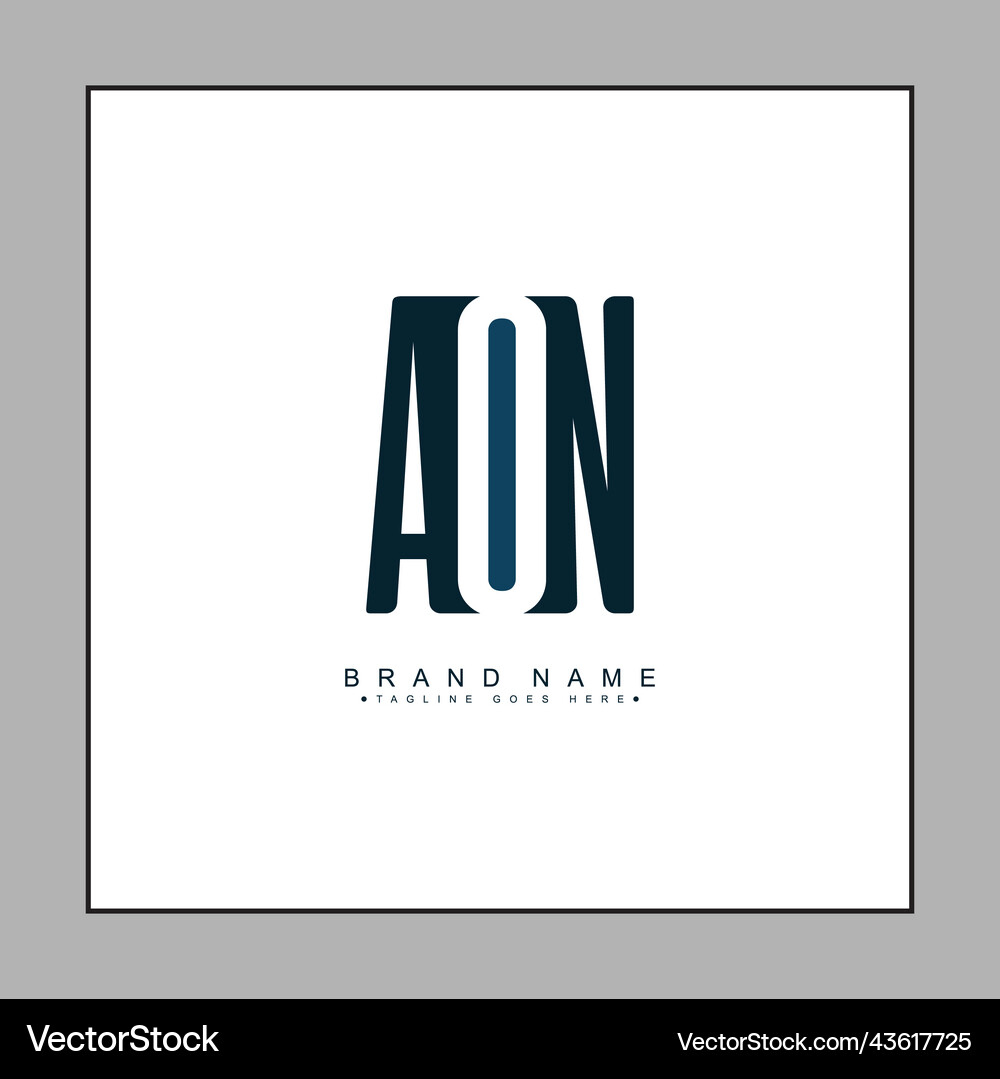 Minimal business logo for alphabet aon Royalty Free Vector