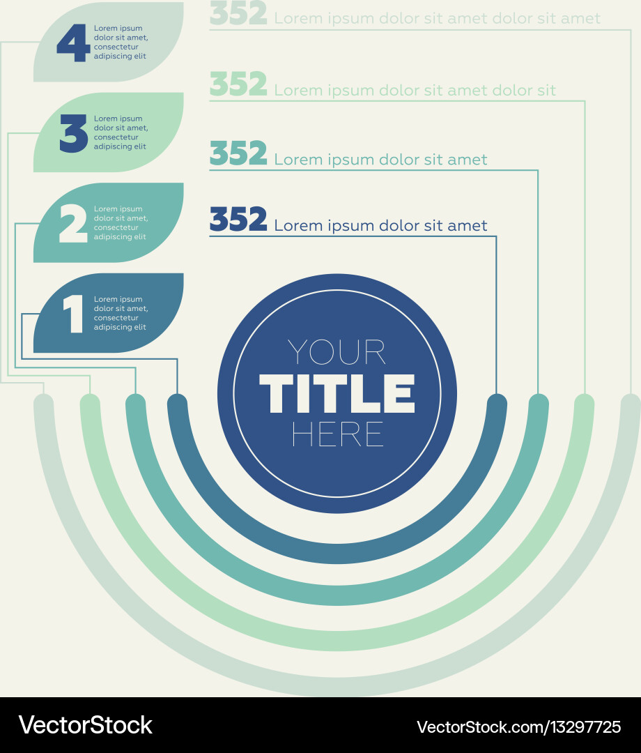 Pie chart 4 steps and circle header Royalty Free Vector
