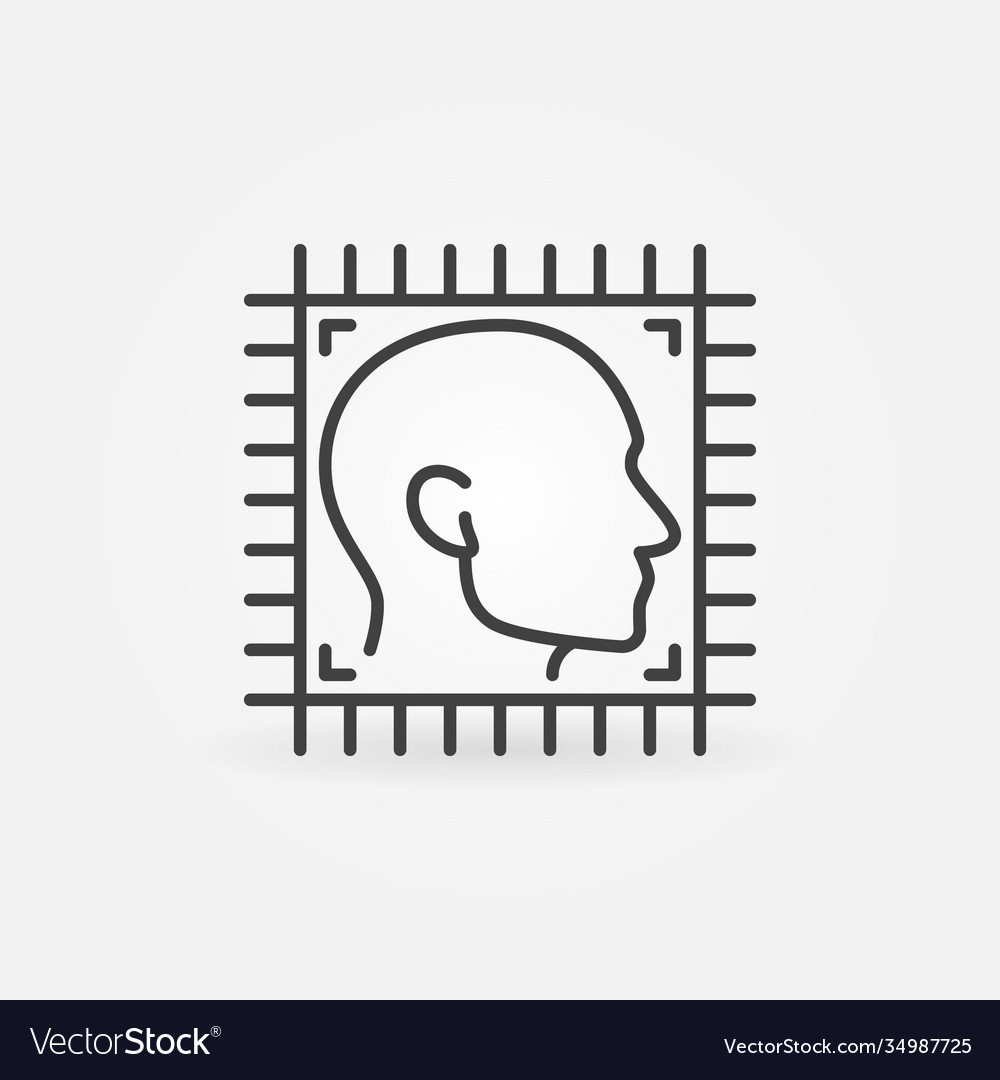Processor with human head thin line concept Vector Image