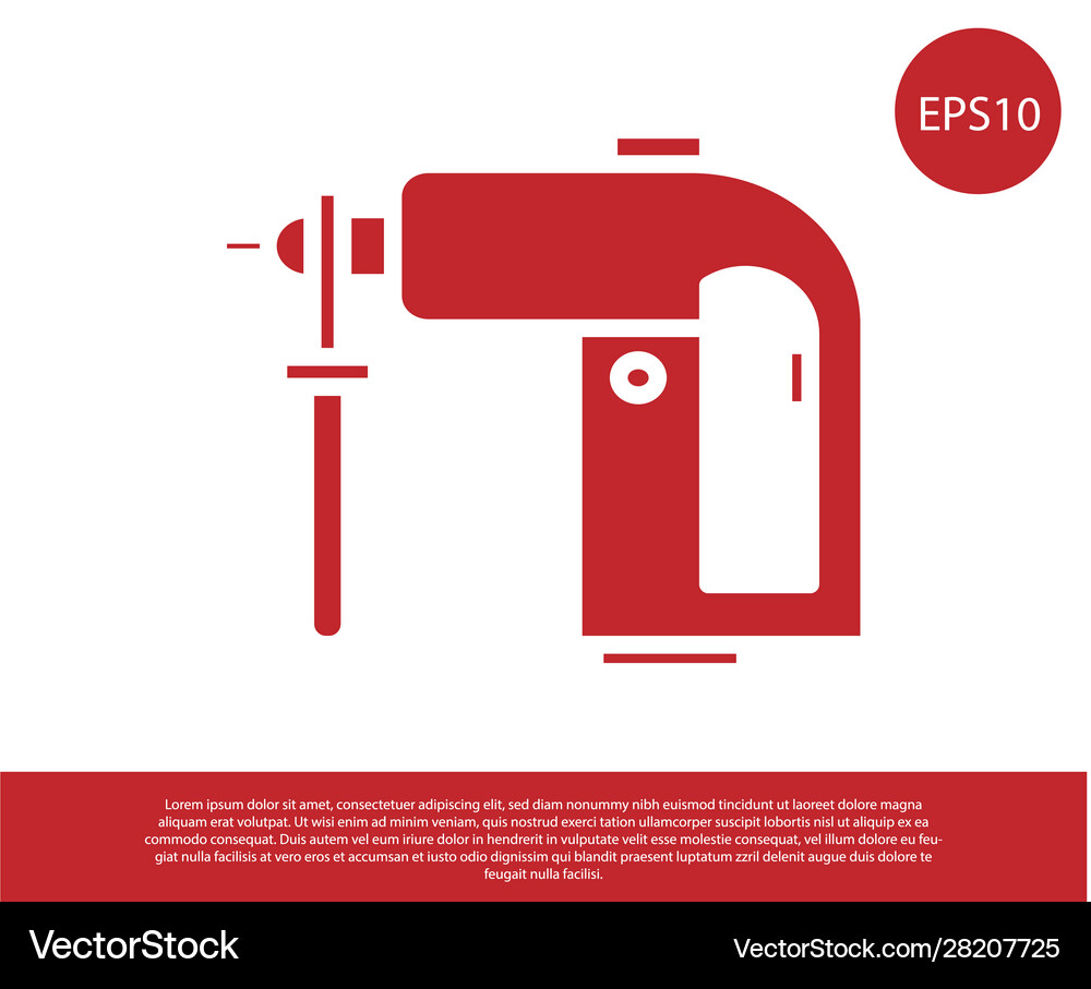 Red electric rotary hammer drill machine icon Vector Image