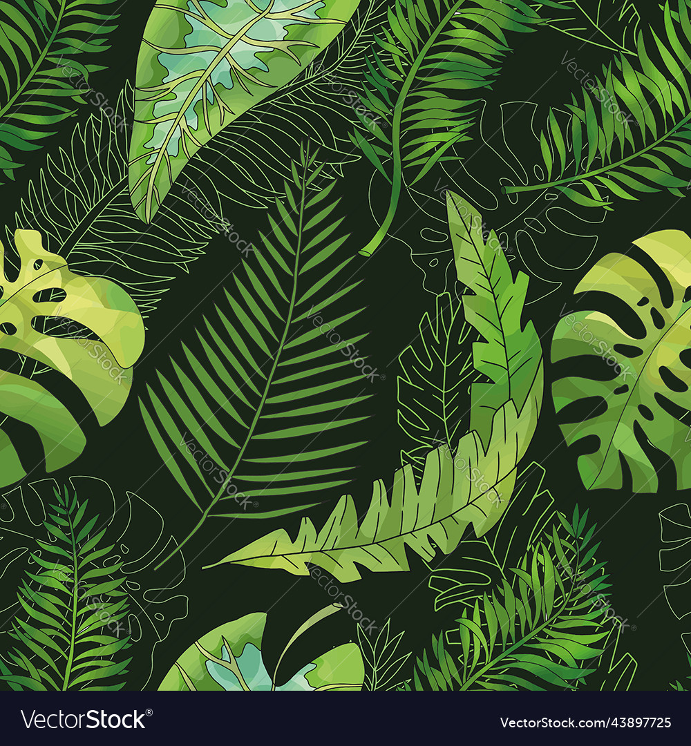 Seamless pattern with tropical palm leaves Vector Image