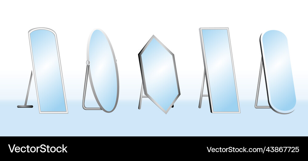 Set wooden floor styling mirror interior Vector Image