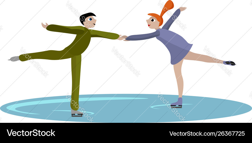 Skating on ice white background Royalty Free Vector Image