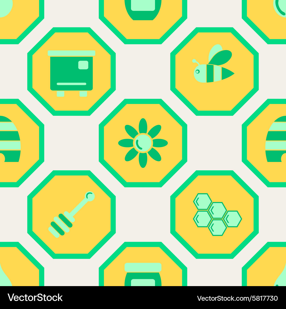 Abstract seamless background with bees and honey Vector Image