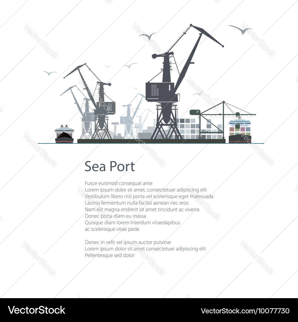 Cargo sea port poster brochure Royalty Free Vector Image