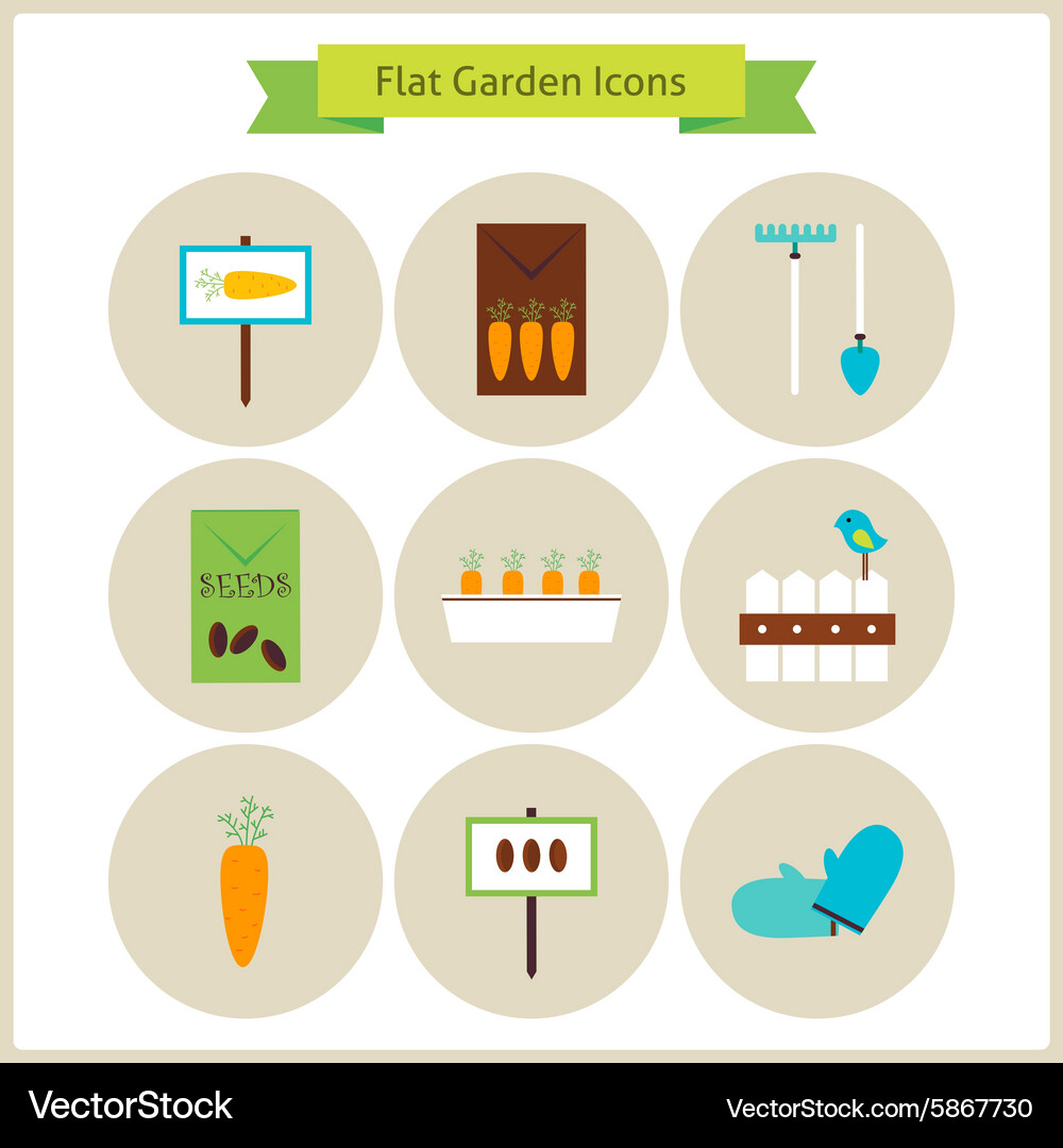 Flat garden and nature icons set Royalty Free Vector Image