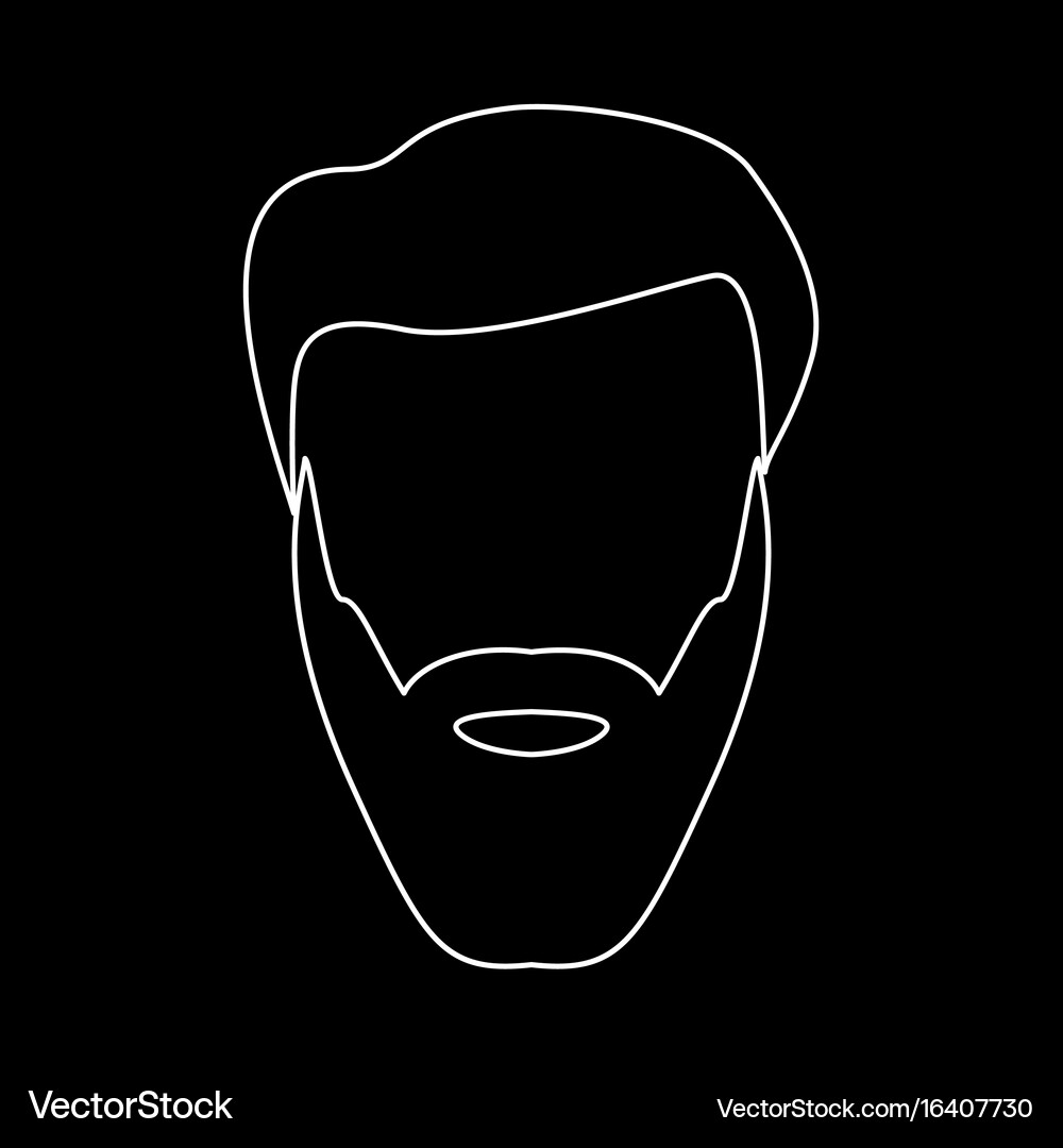 Head with beard and hair white color path icon Vector Image