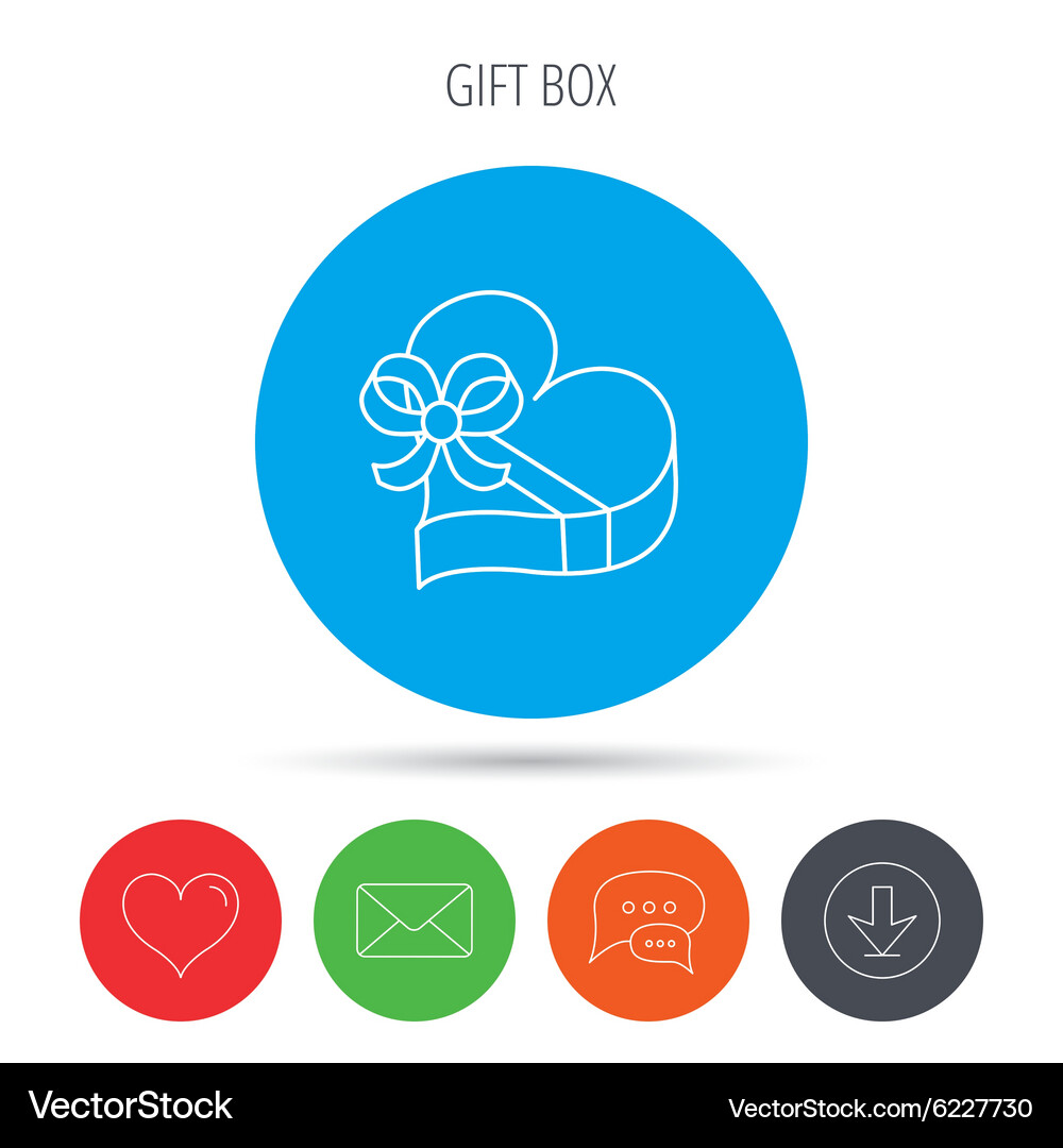 Love gift box icon heart with bow sign Royalty Free Vector