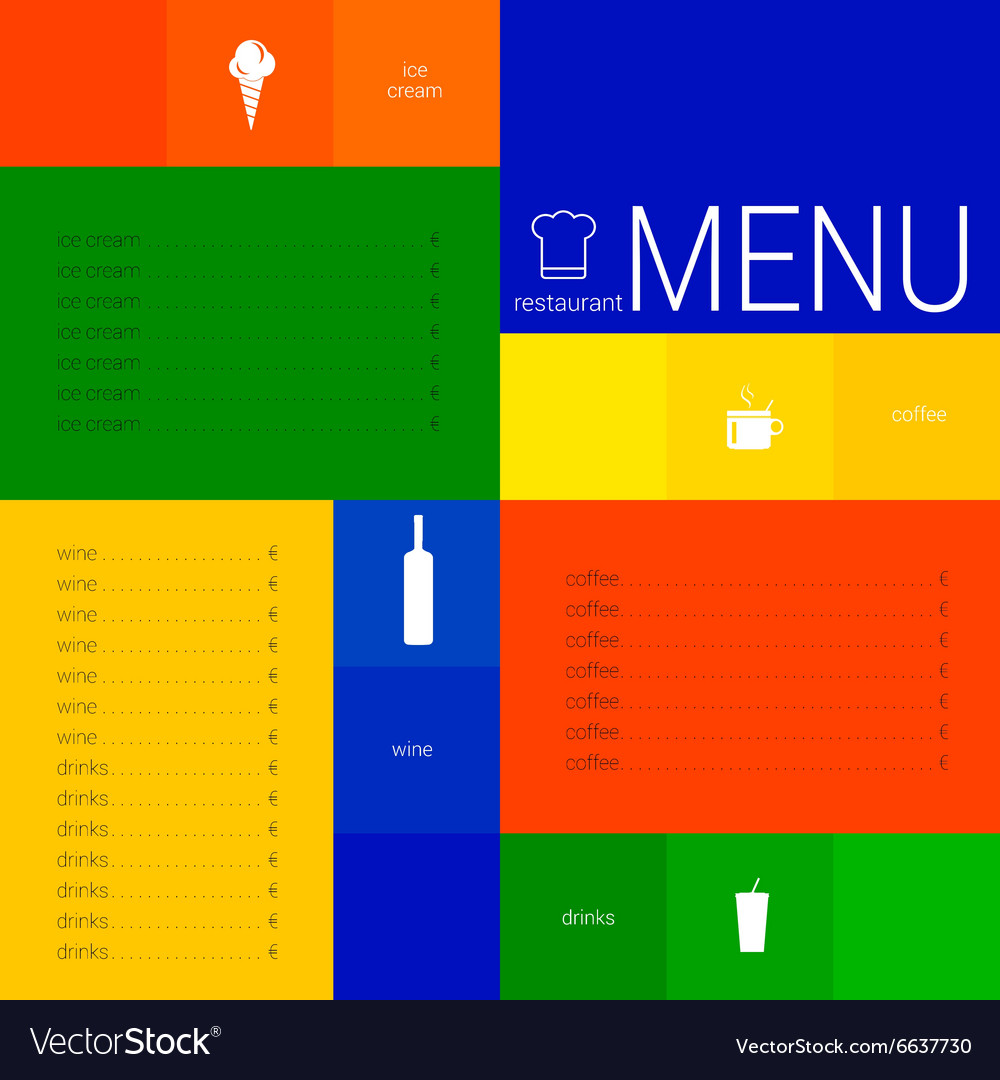 Menu card color Royalty Free Vector Image - VectorStock