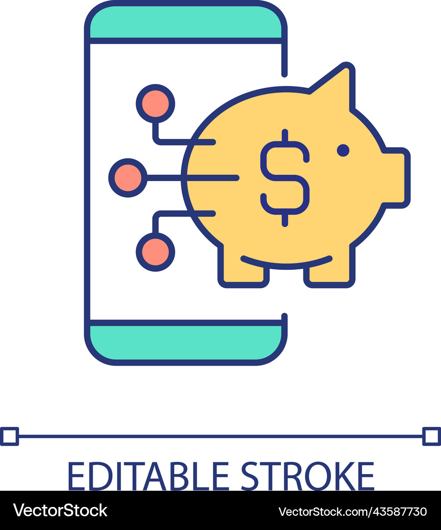 Mobile banking rgb color icon Royalty Free Vector Image