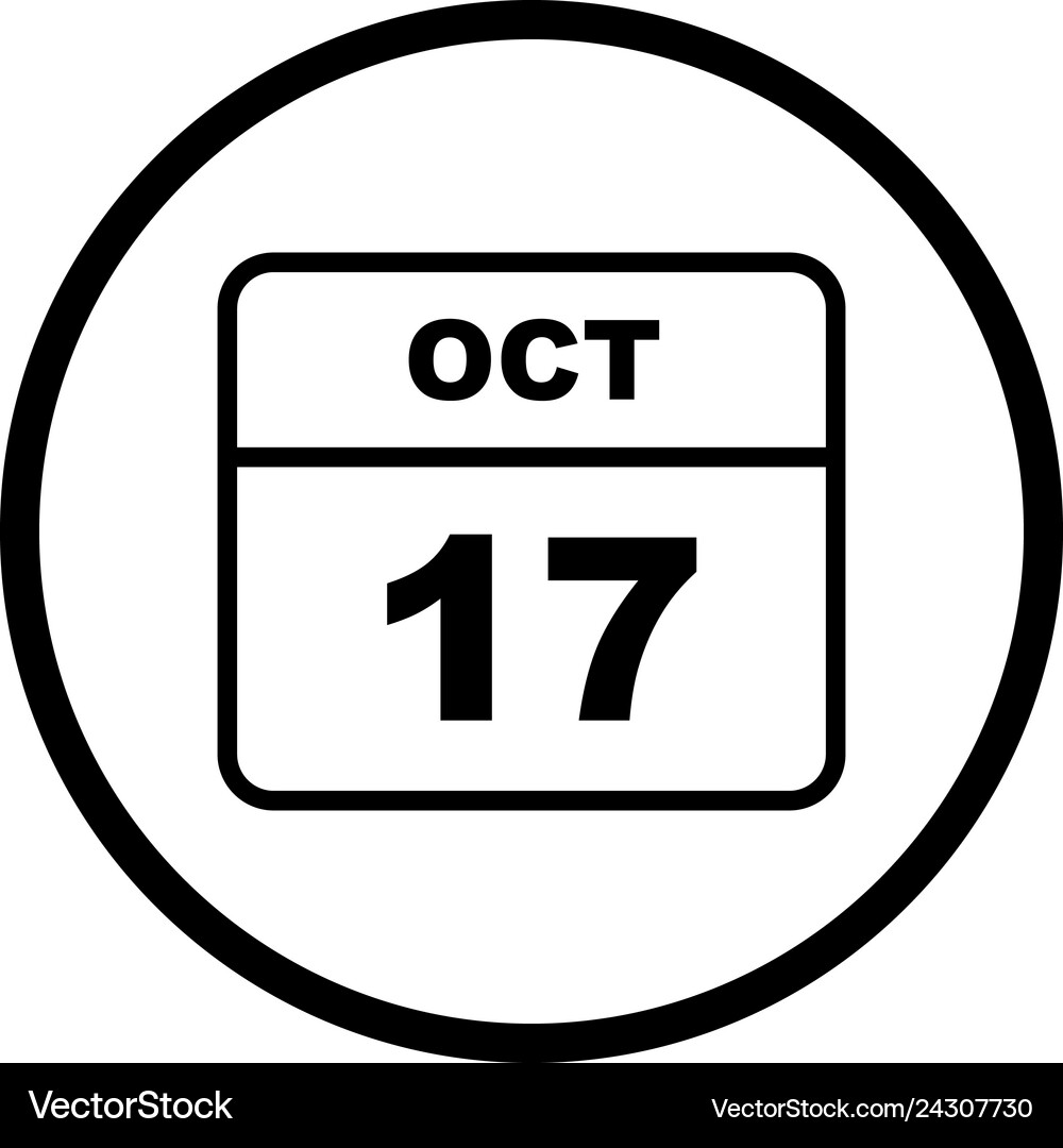 October 17th date on a single day calendar Vector Image