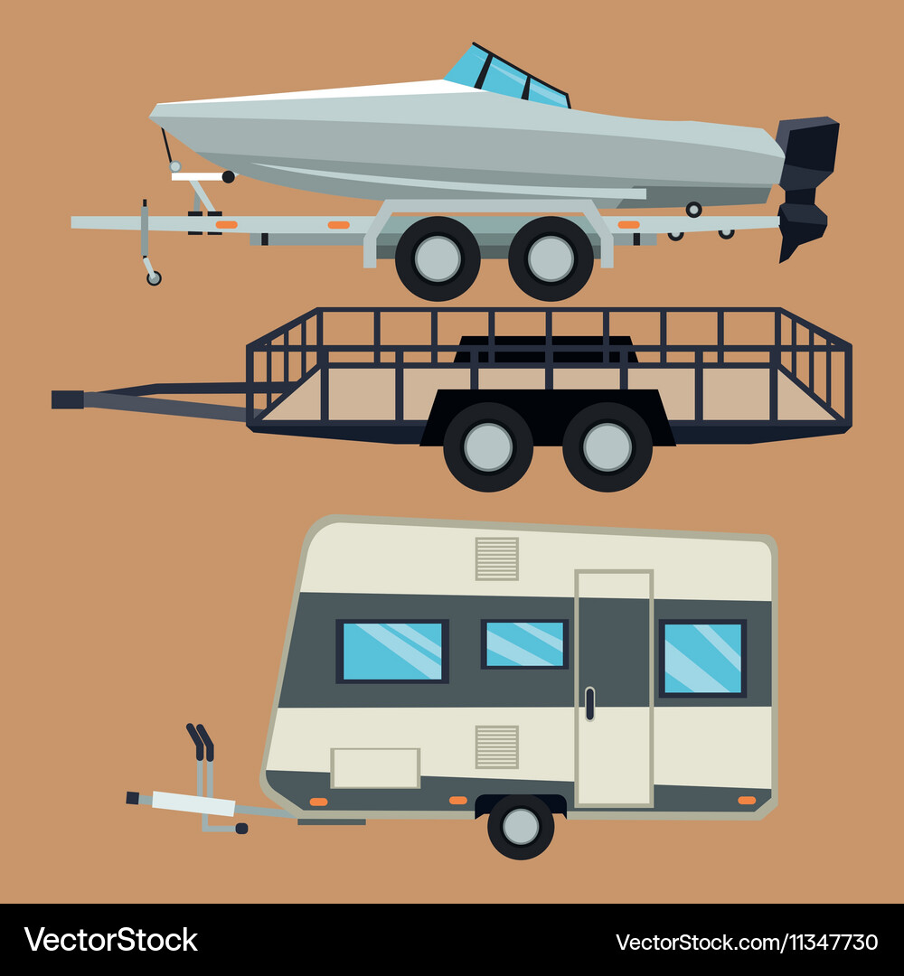 Trailer house and boat design Royalty Free Vector Image