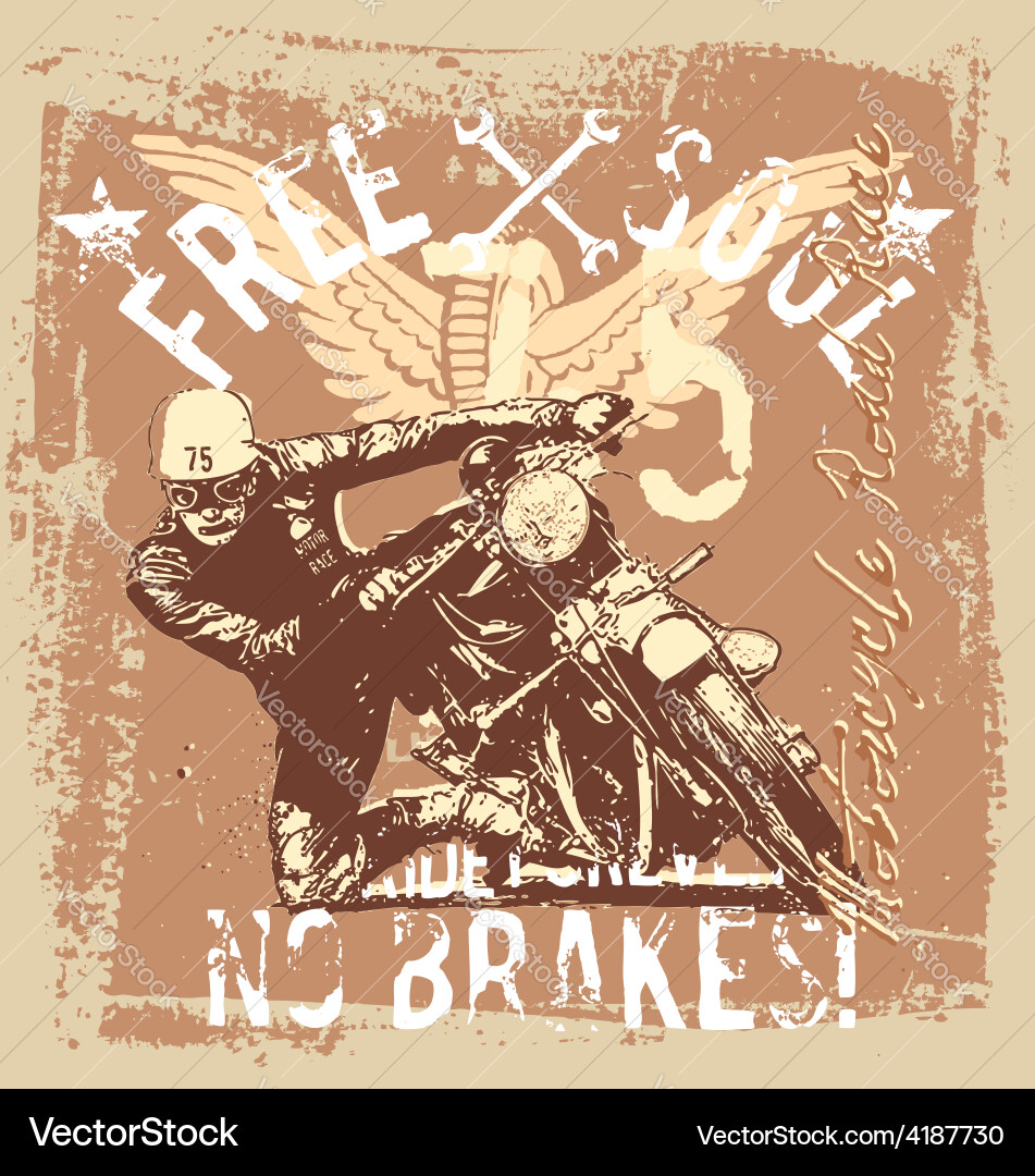 Vintage motorcycle road race Royalty Free Vector Image