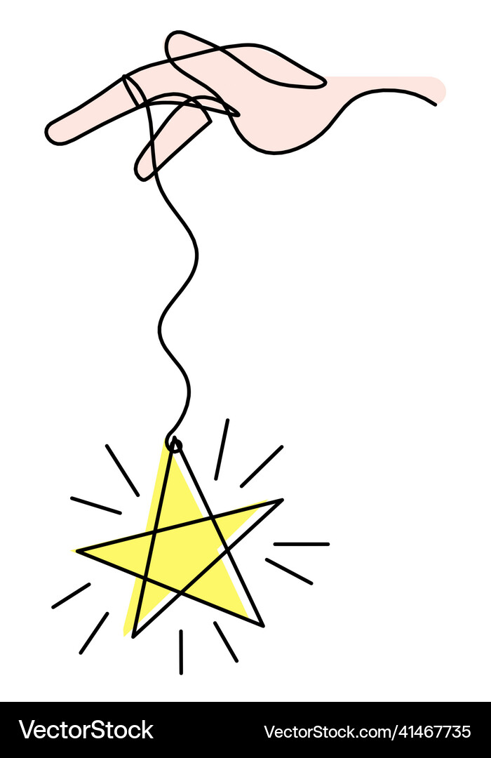 Abstract color star with hand as line drawing Vector Image