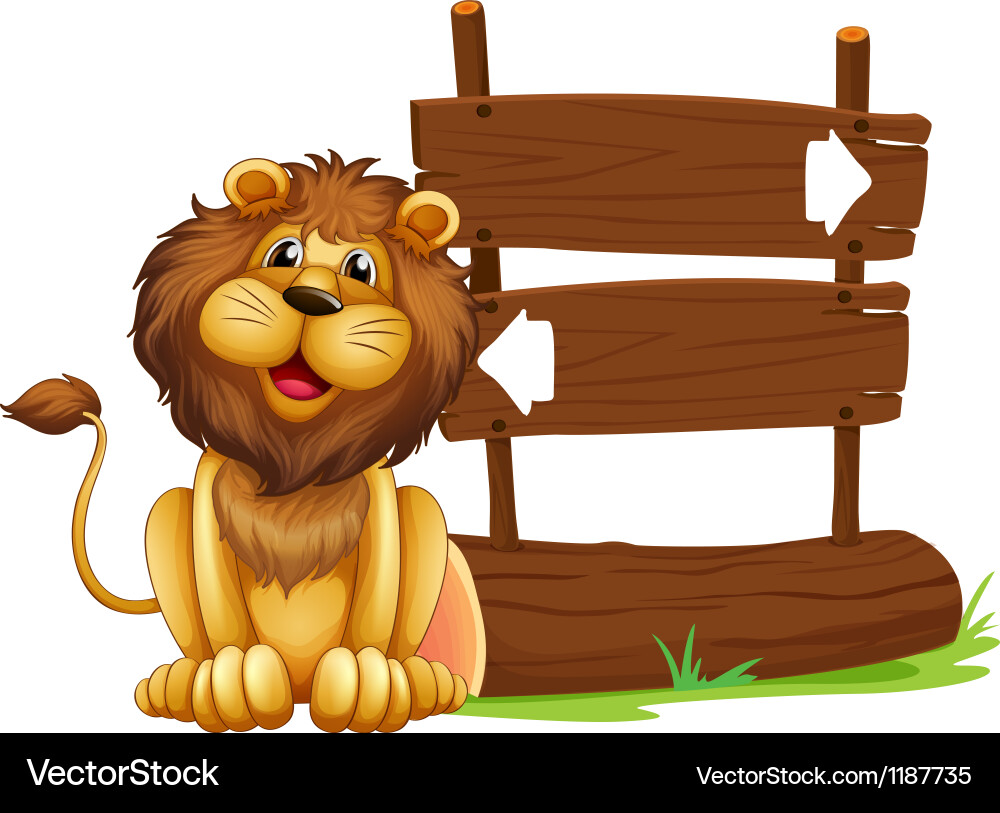 Cartoon Lion Signboard Royalty Free Vector Image