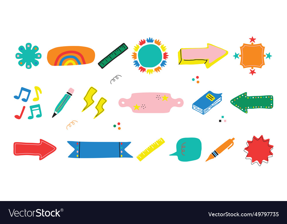 Colorful cute random shapes design elements set Vector Image