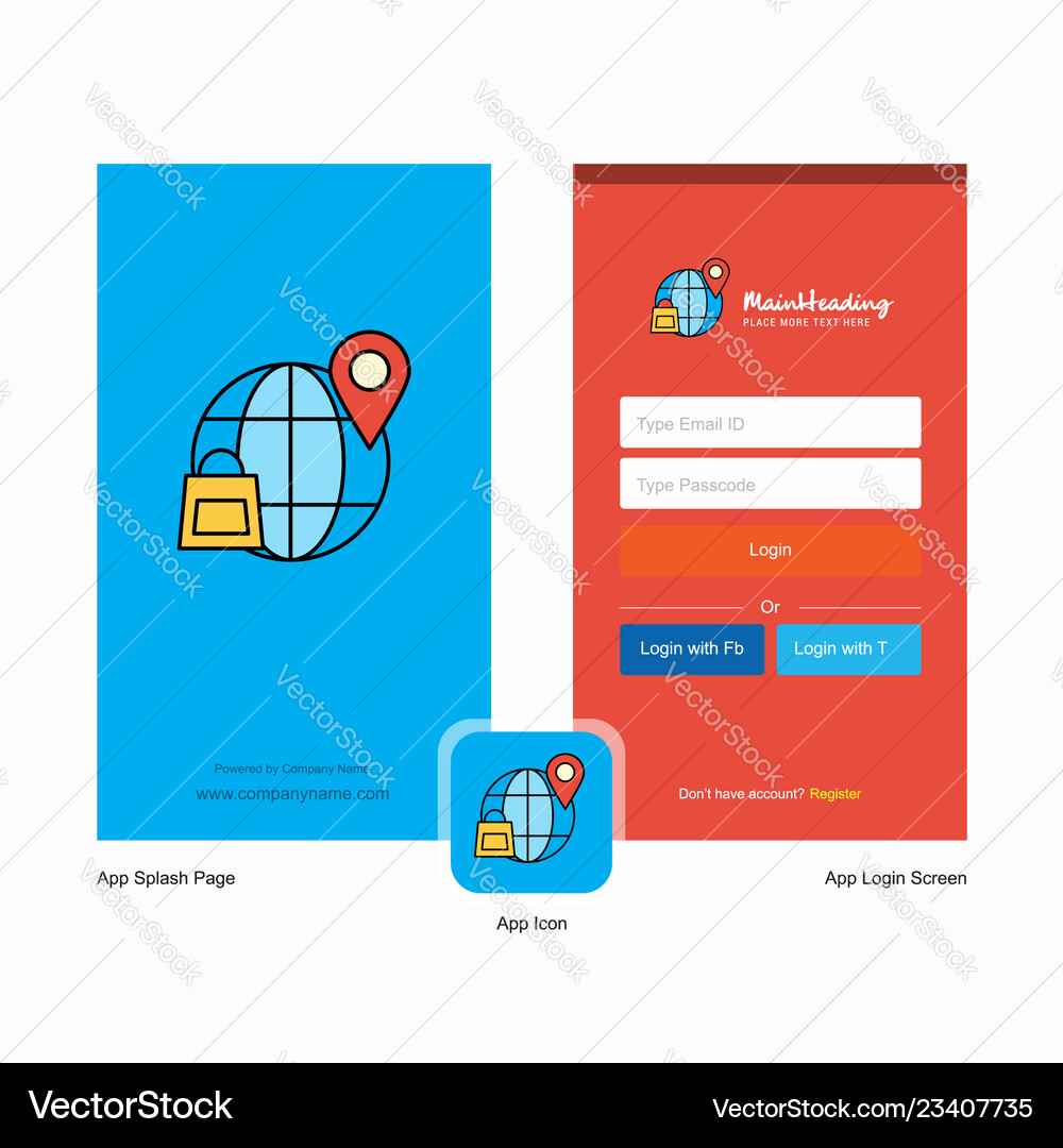 Company internet splash screen and login page Vector Image