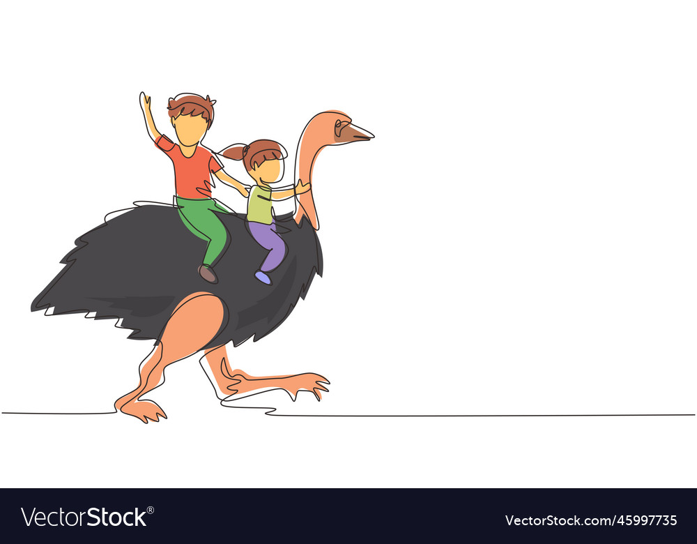 Continuous one line drawing happy little boy Vector Image