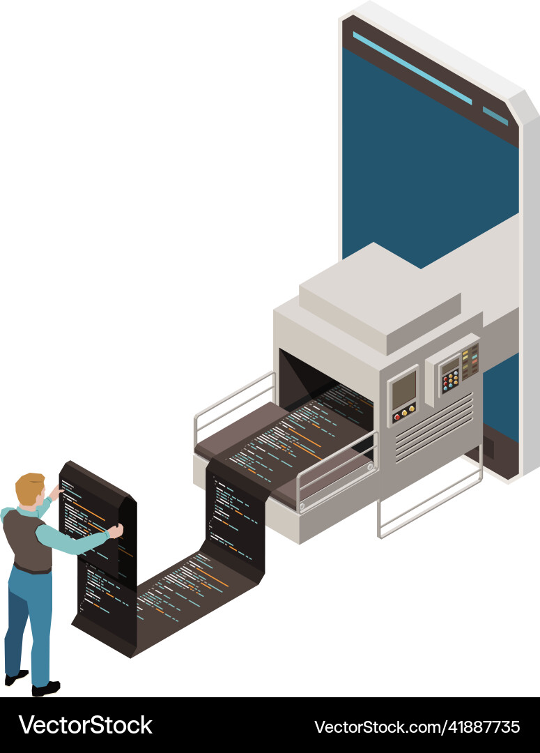 Conveyor programming conceptual composition Vector Image