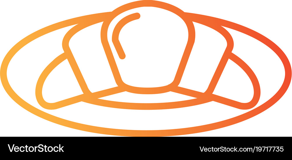 Dish with delicious croissant bread icon Vector Image