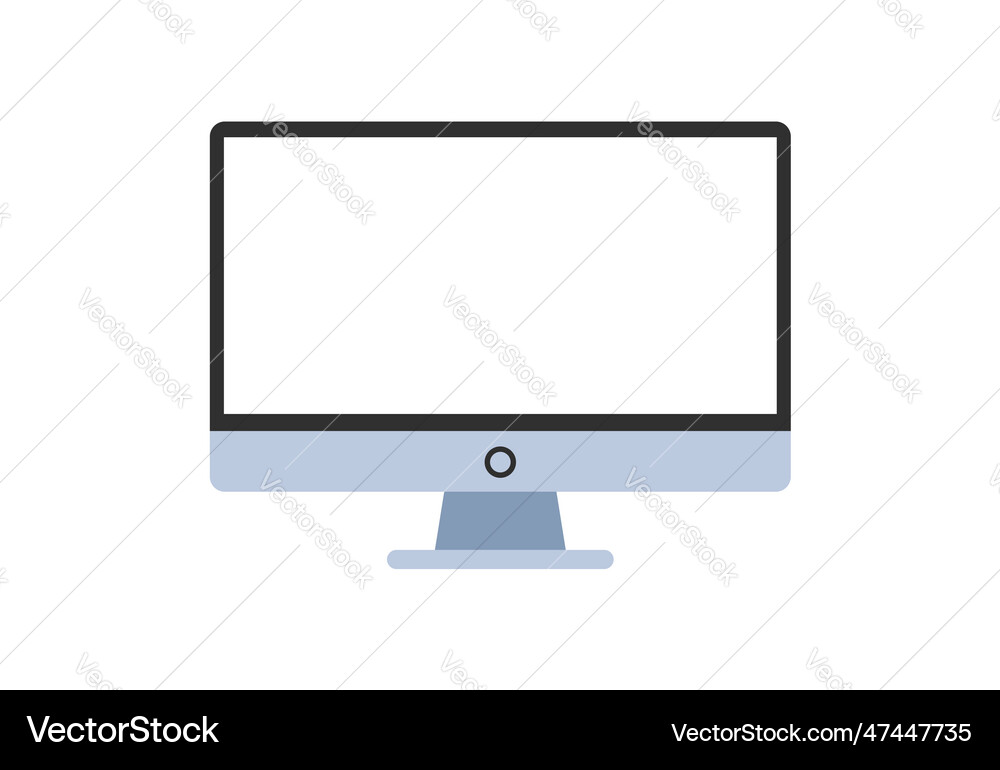 Flat desktop monitor white display isolated Vector Image